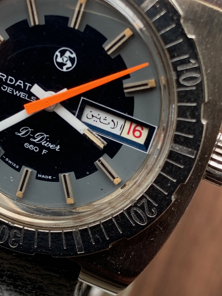 Ardath vintage 'skin diver' watch with arabic day function - VINTAGE ...