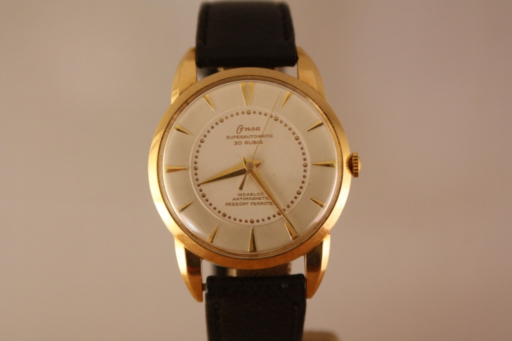 Onsa 35mm yellow gold 'Super Automatic' wristwatch circa 1950 - VINTAGE ...