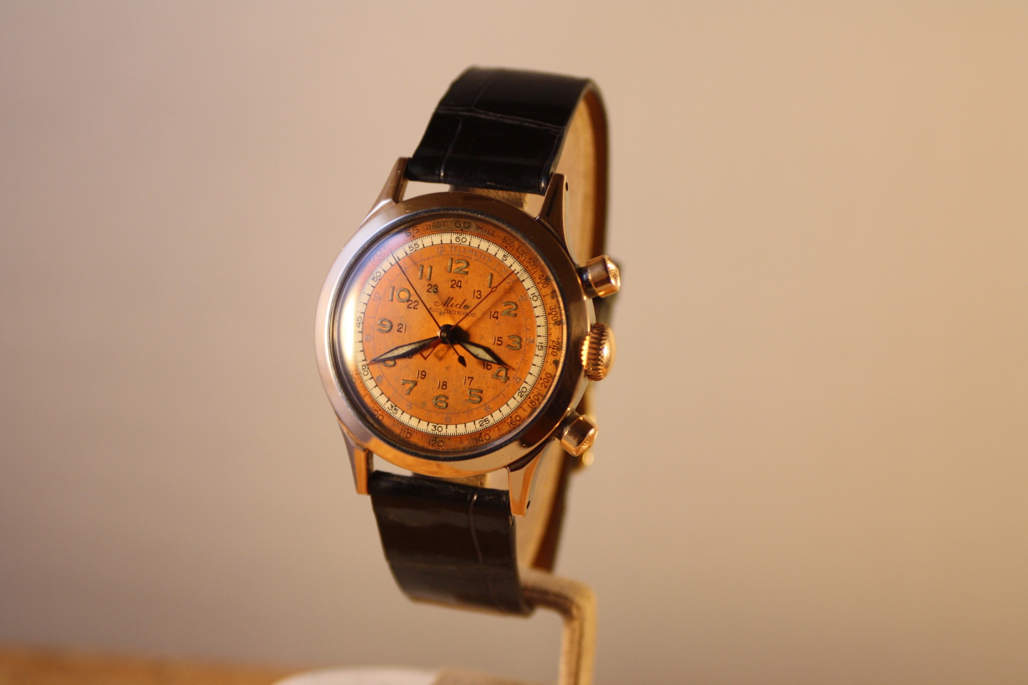 Mido Multicentre Chronograph Steel / Rose gold FB case circa 1950 ...