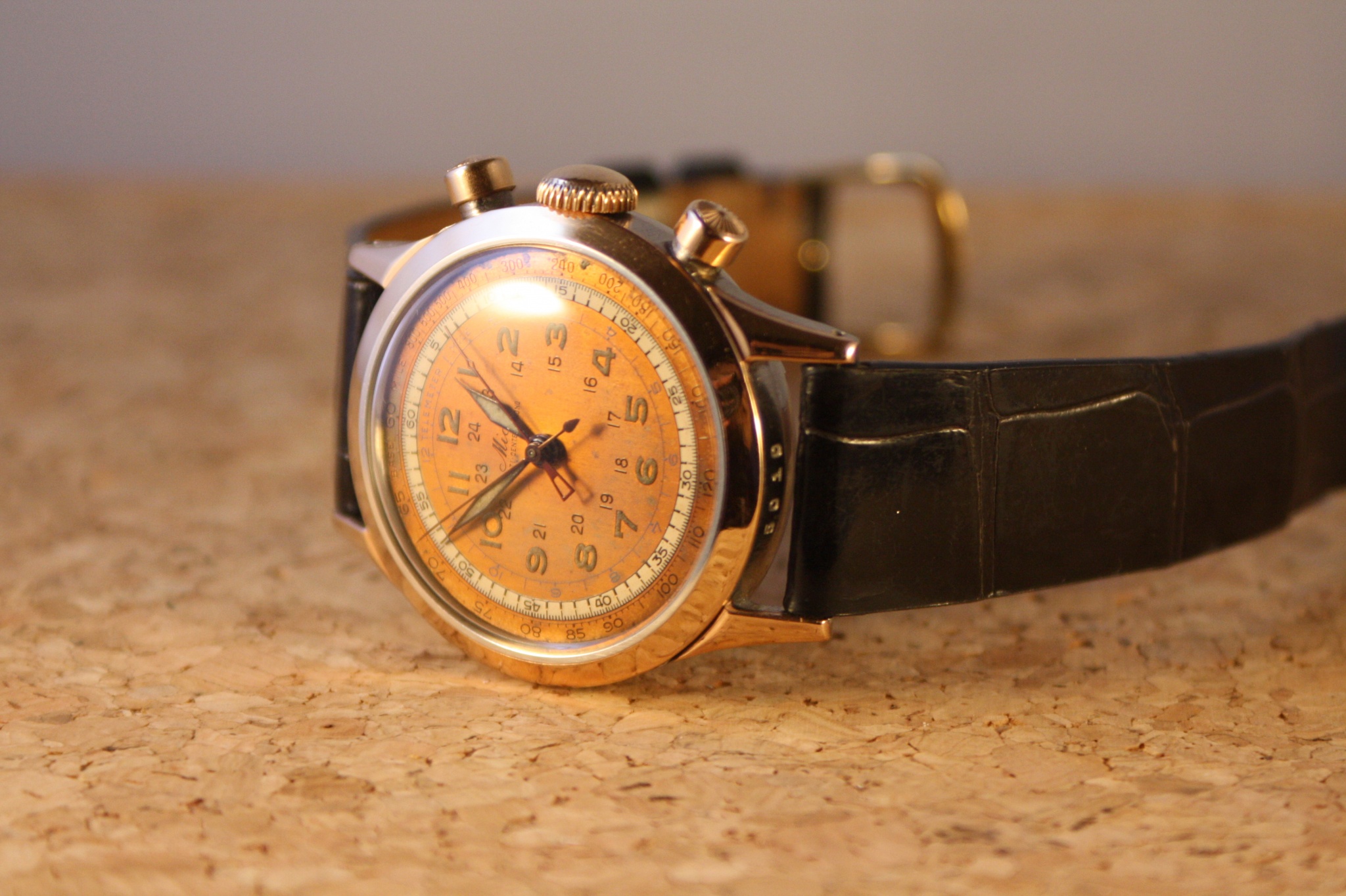 Mido Multicentre Chronograph Steel / Rose gold FB case circa 1950 ...