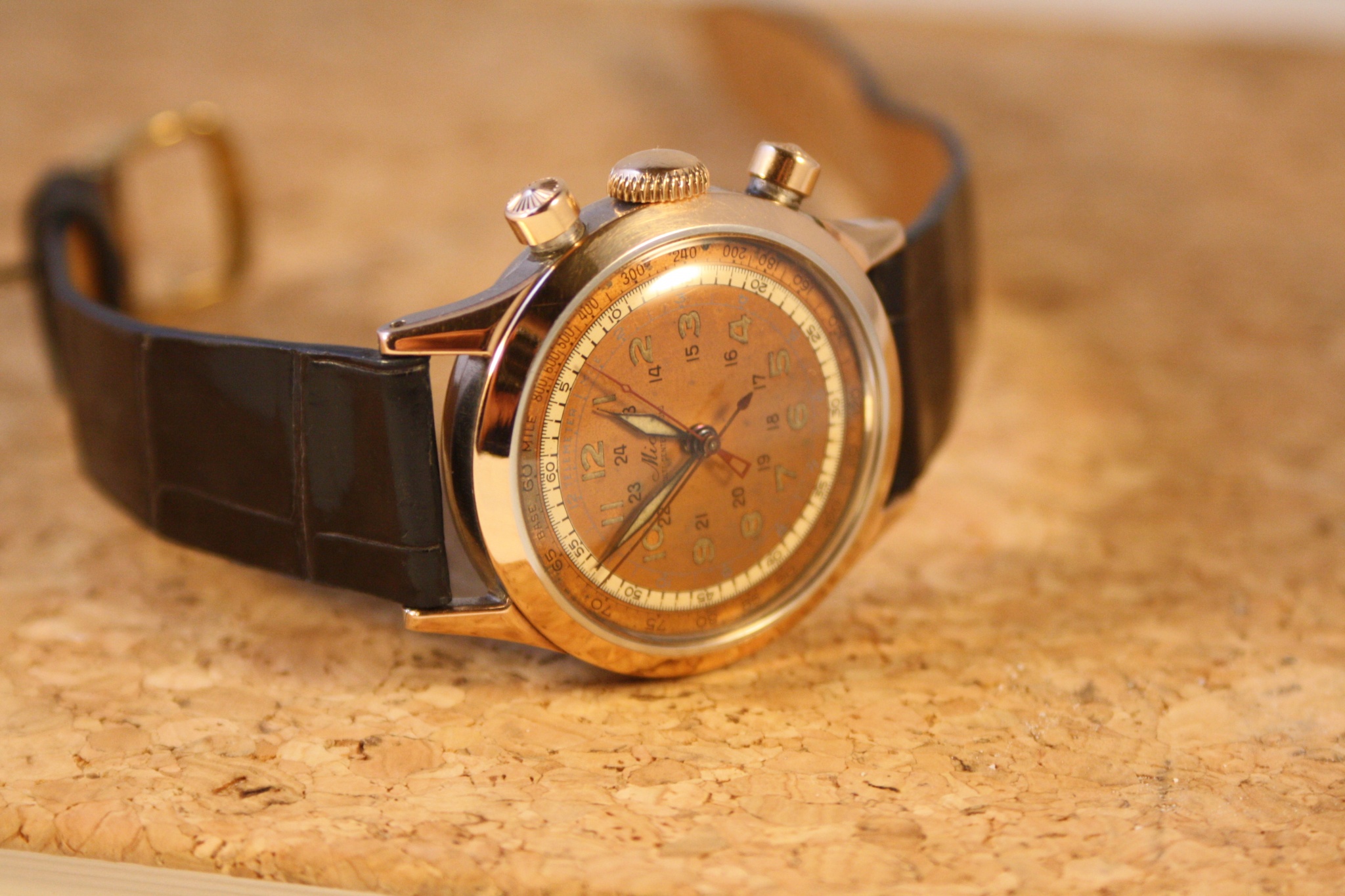 Mido Multicentre Chronograph Steel / Rose gold FB case circa 1950 ...