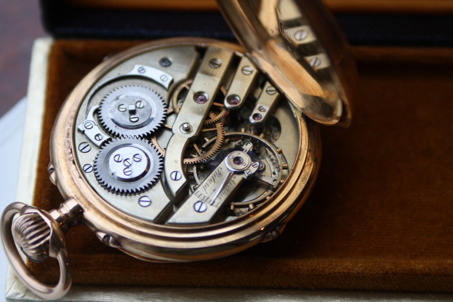 Gold Calendar Pocket Watch 18k with moonphase "Phase de Lune' 18th ...