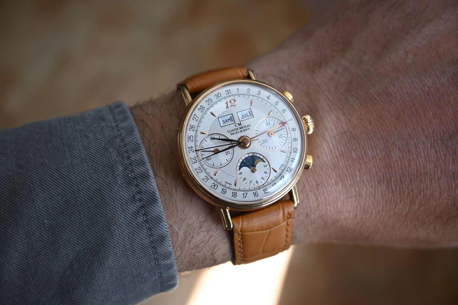 Claude Meylan moonphase chronograph wristwatch valjoux 88 from 1988 ...
